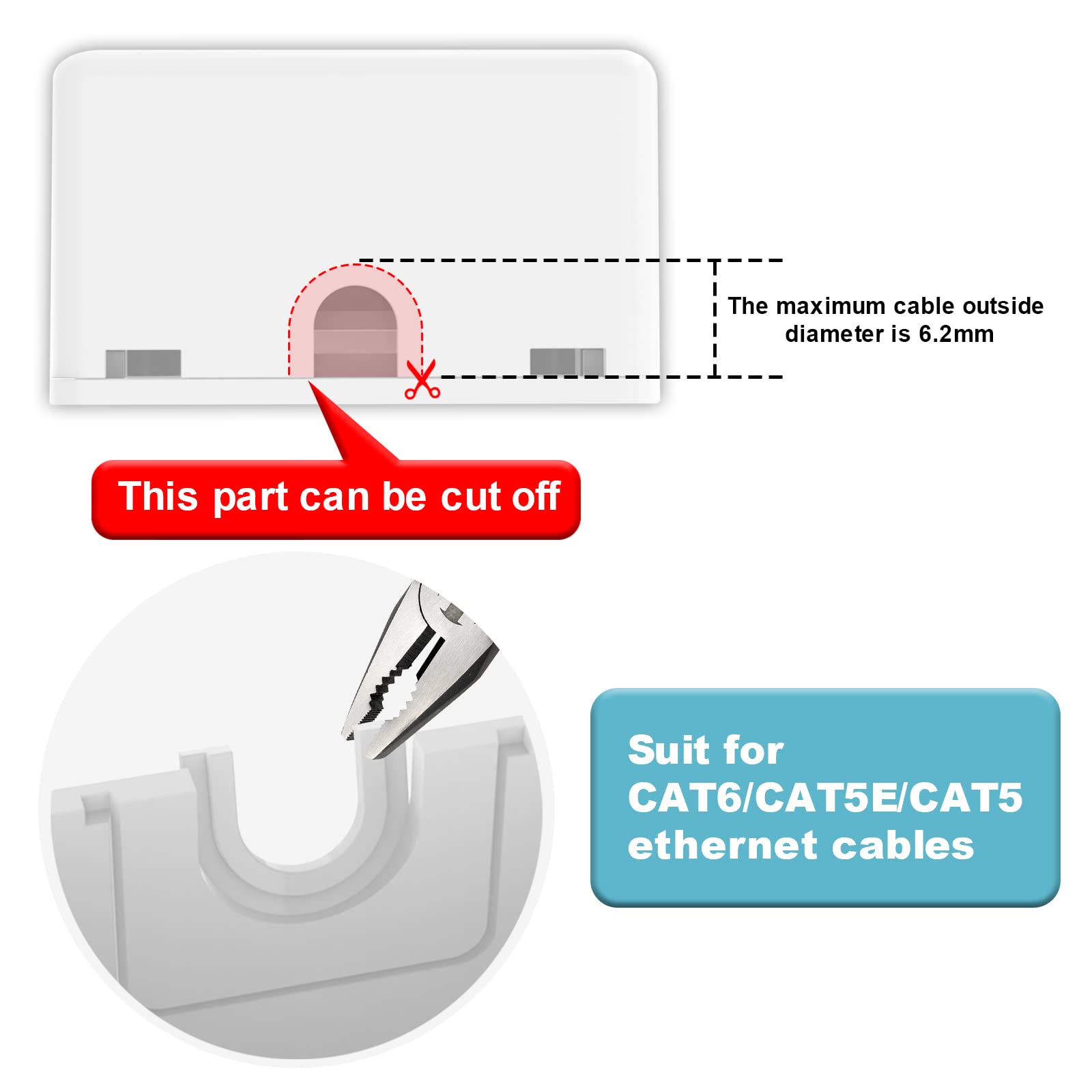 VCELINK Keystone Jack Surface Mount Box 1-Port for UTP Cat6/Cat5e/Cat5 RJ45 Keystone Jacks, 5-Pack, White