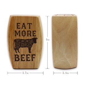 Eat More Beef Farmhouse Kitchen Decor Knife Block For Steak Knives 5 Inch Utility Knives 6 Piece Slot Organizer Durable 100% Natural Oak Wood, Gifts for Family Friends, Housewarming gifts 3.7x2.4x5"