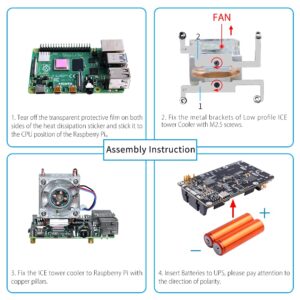 GeeekPi Case for Raspberry Pi 4, Pi 4 Mini Tower Case with ICE Tower Cooler, with UPS Plus Hat, 0.96 inch OLED Display, GPIO 1 to 2 Expansion Board for Raspberry Pi 4 Model B