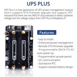 GeeekPi Case for Raspberry Pi 4, Pi 4 Mini Tower Case with ICE Tower Cooler, with UPS Plus Hat, 0.96 inch OLED Display, GPIO 1 to 2 Expansion Board for Raspberry Pi 4 Model B