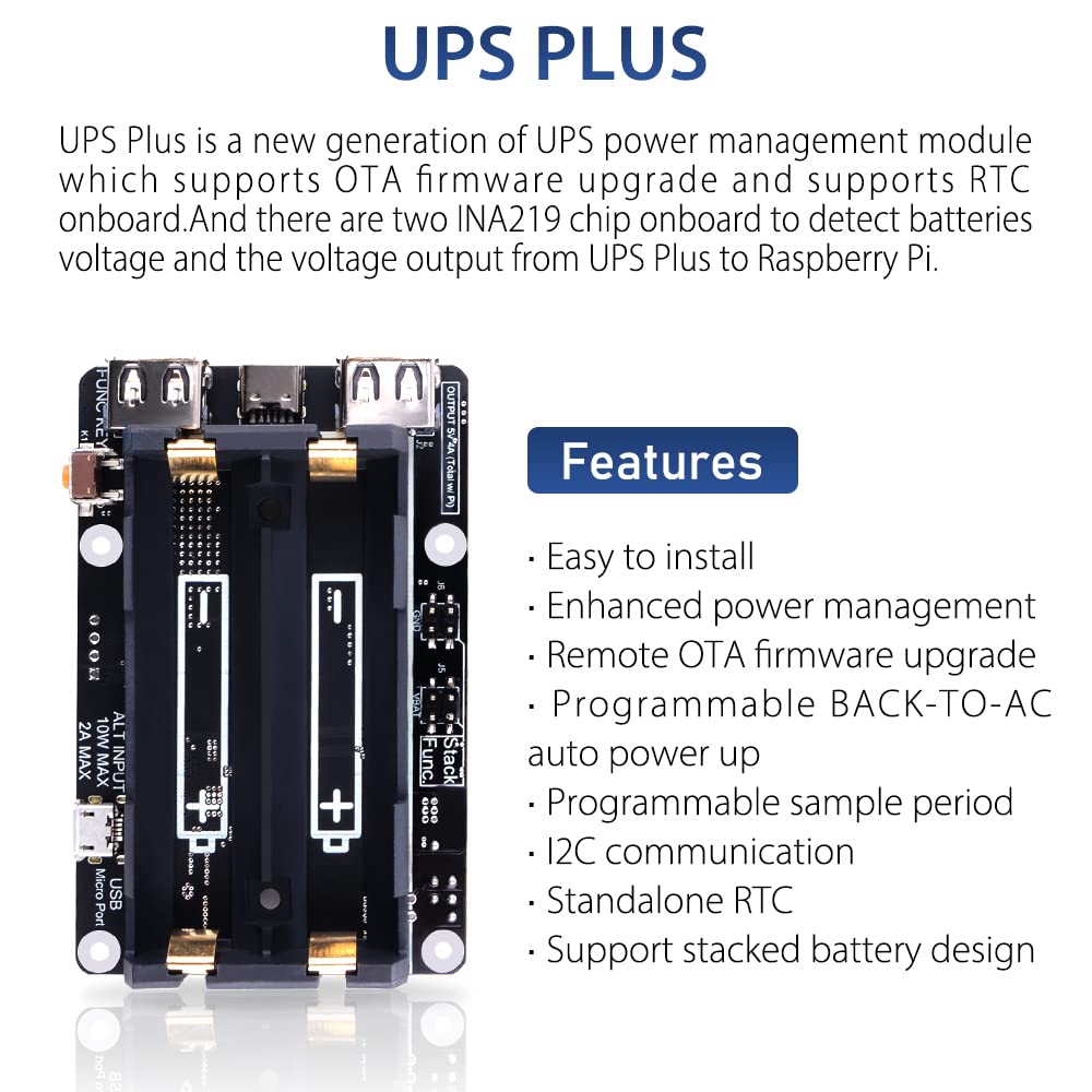 GeeekPi Case for Raspberry Pi 4, Pi 4 Mini Tower Case with ICE Tower Cooler, with UPS Plus Hat, 0.96 inch OLED Display, GPIO 1 to 2 Expansion Board for Raspberry Pi 4 Model B