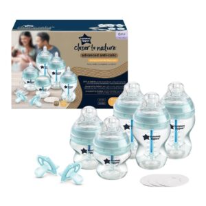 Tommee Tippee Fussy Baby Complete Solution, Baby Bottle Set | Advanced Anti-Colic Bottles, Breast-Like Nipples, Travel Lids, 0-6m Ultra-Light Silicone Pacifiers