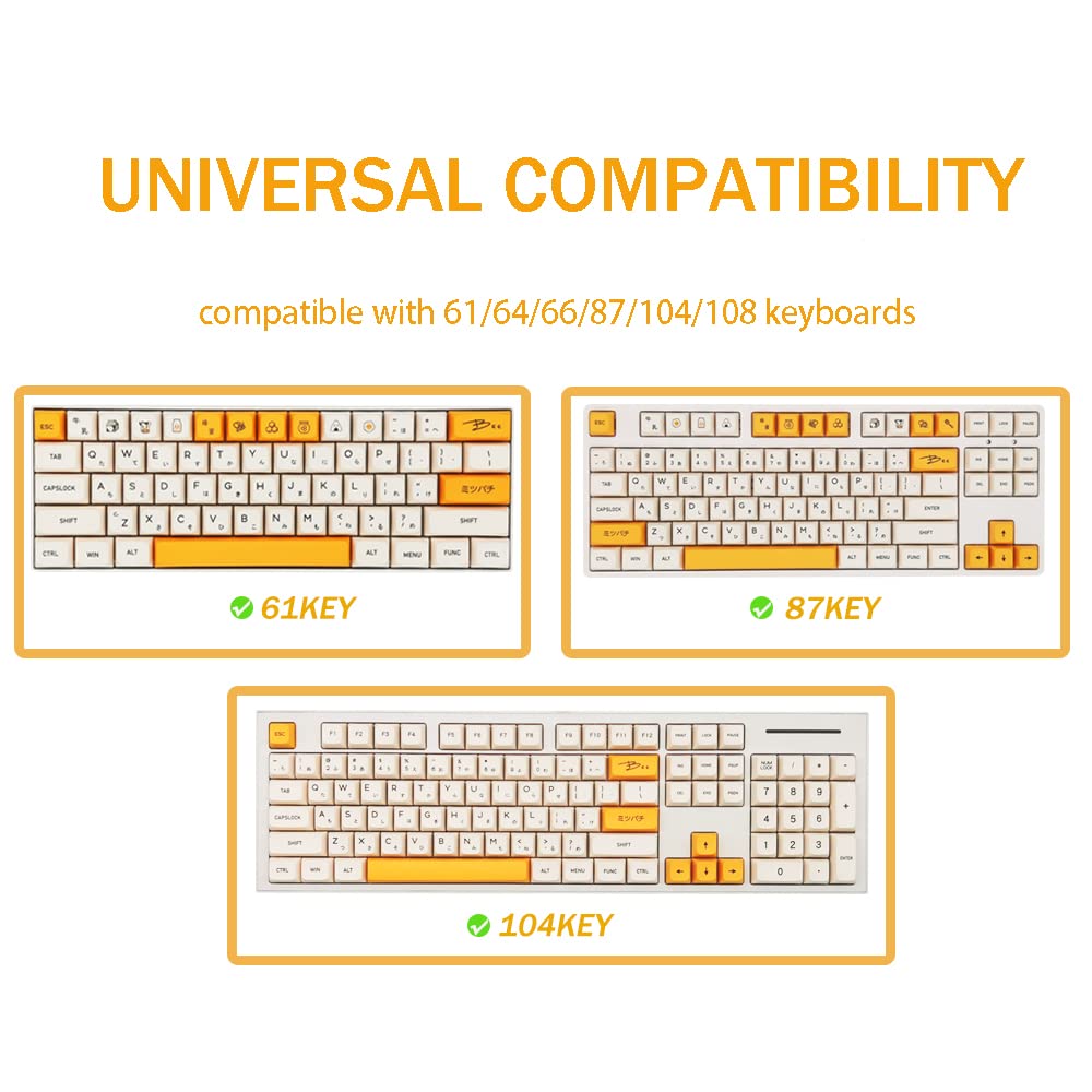 PBT Keycaps 140 Keys XDA Profile Keycaps Dye-Sublimation Japanese Honey Milk Keycap，ANSI Layout Keycap Suitable for Mechanical Gaming Keyboard Gateron Kailh Cherry MX Switches (Keycaps only)