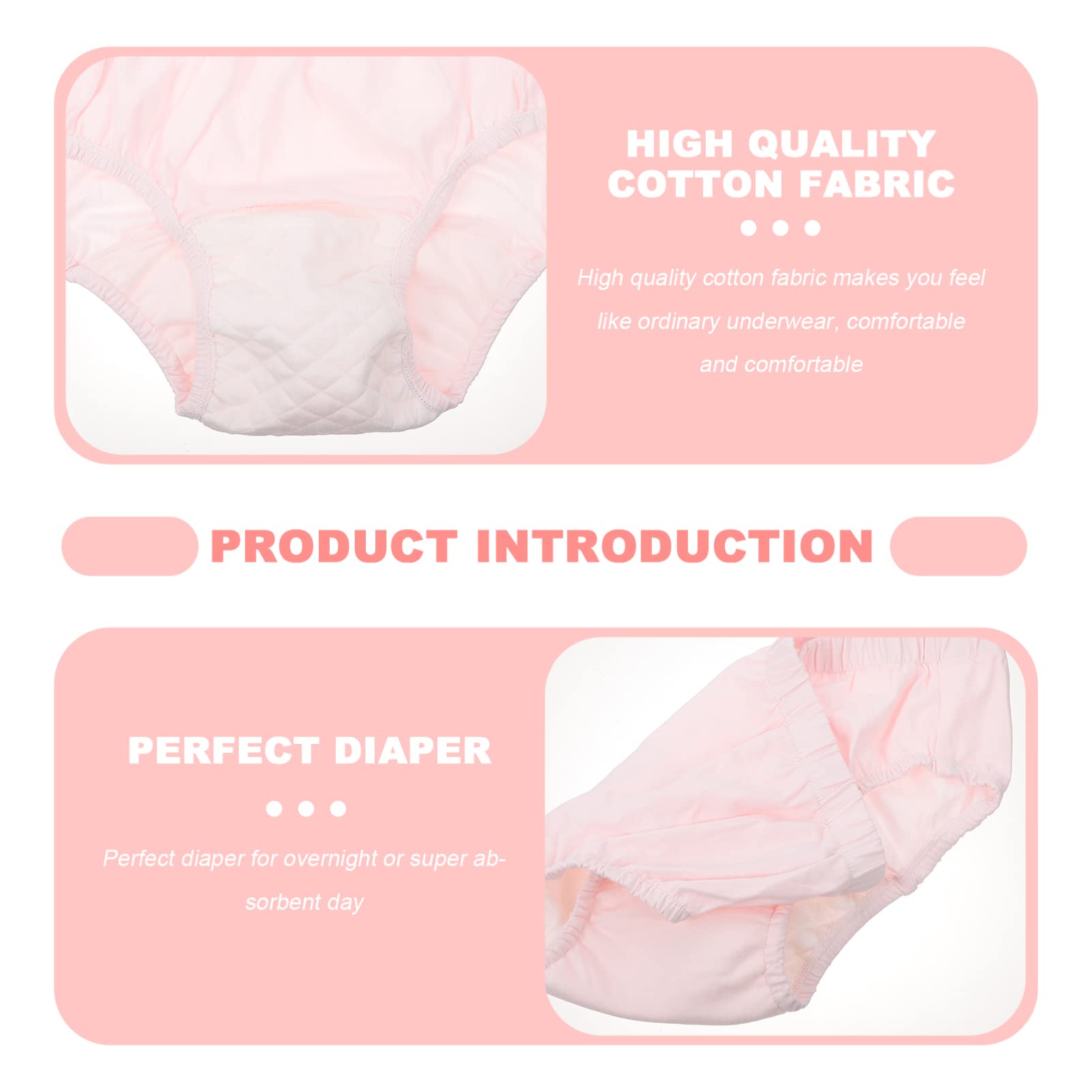 Adult Diapers Cotton Underwear Leak Diapers Adult Cloth Diaper Cover Active Waterproof Leakproof Pants for Adults Elderly Pink XXL