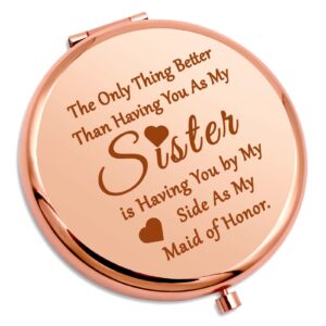 bridesmaid gift for sister wedding gift compact makeup mirror maid of honor gift for women best friend friendship gifts pocket compact mirror bridal shower gift for her engagement gift