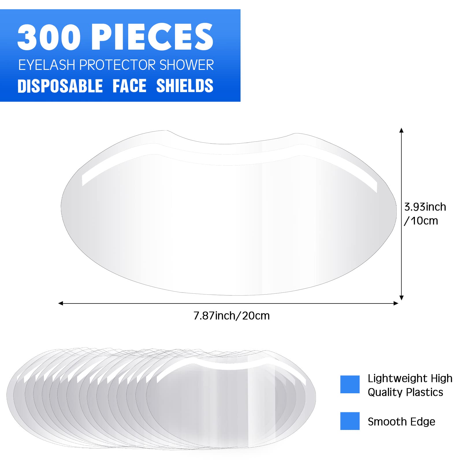 Honeydak 300 Pcs Makeup Shower Face Visors Permanent Microblading Supplies Disposable Plastic Shower Visor Clear Face Cover Water Visors for Hairspray Salon Eyelash Extensions Eyelid Aftercare