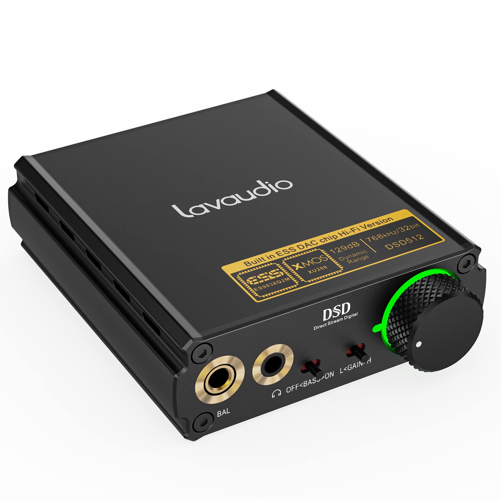 1Mii Lavaudio DS400 Portable DAC/Headphone Amplifier Stereo Supports 768K/32Bit and Native DSD512, Hi-Res Hi-Fi for PC Headphone Out/3.5/4.4 mm/Coaxial/Optical Out Windows/Android/iOS Compatible