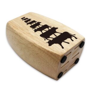 IDEAL ERA Funny Cattle Pattern Farmhouse Kitchen Decor For Steak Knives 5 Inch Utility 6 Piece Slot Durable 100% Natural Oak Wood, Gift Family Friends, Birthday gifts 3.7*2.4*5inch,Light Brown DXA10