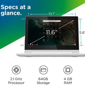 Lenovo Chromebook Flex, MediaTek MT8173C Processor, 4GB LPDDR3, 192GB Storage Space(64GB eMMC + 128GB Micro SD), Chrome OS, Blizzard White