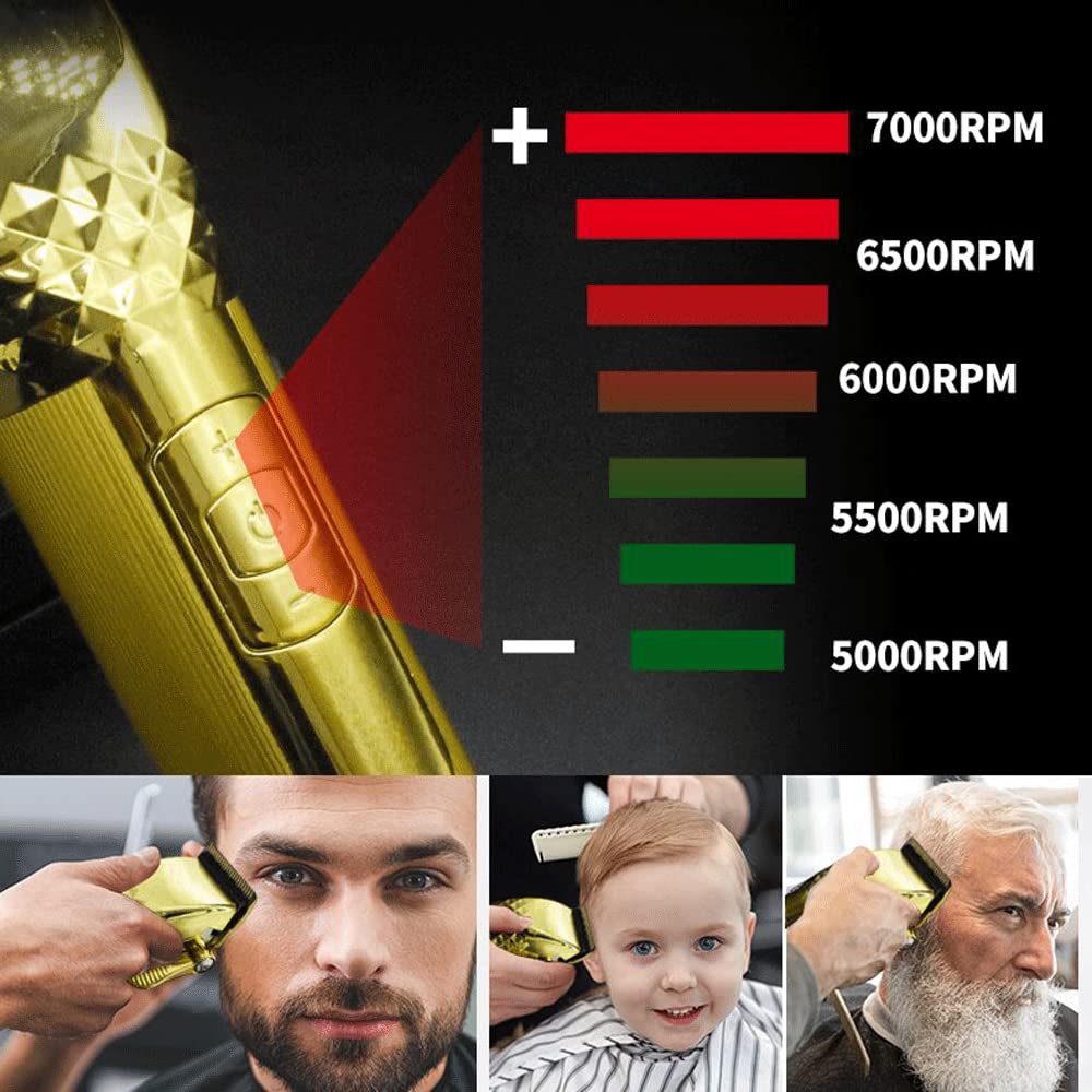 Hongsheng Professional Hair Clippers for Men Cordless Clippers T-Blade USB Rechargeable Grooming Hair Cutting Kits Beard Shaver Trimmer for Home Use and Barbershop, Gold