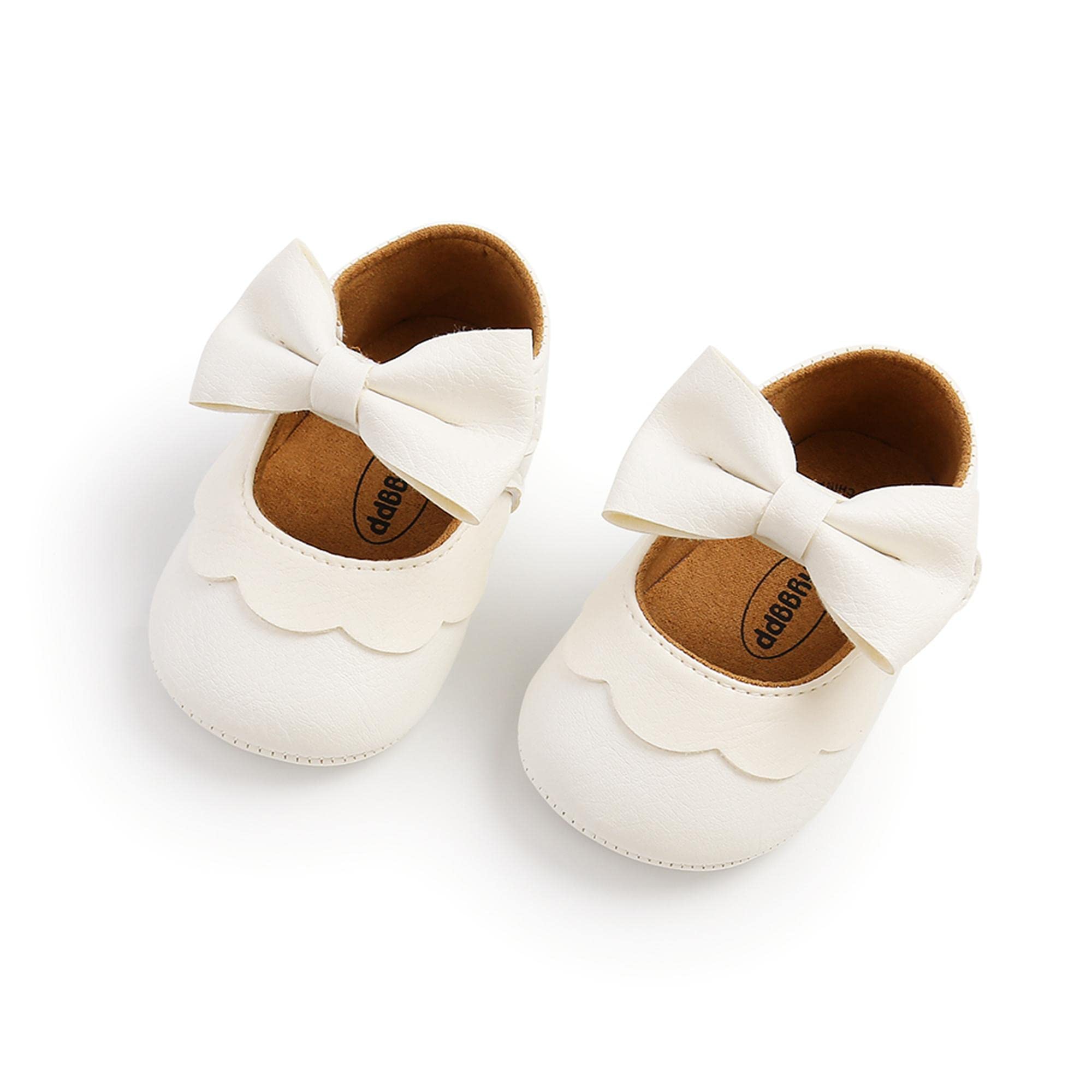 Baby Girl Mary Jane Flats Dress Shoes - Infant Newborn Shoes Anti-Slip Soft PU Leather Party School Wedding Princess Baby Girl Shoes 0-6 Months