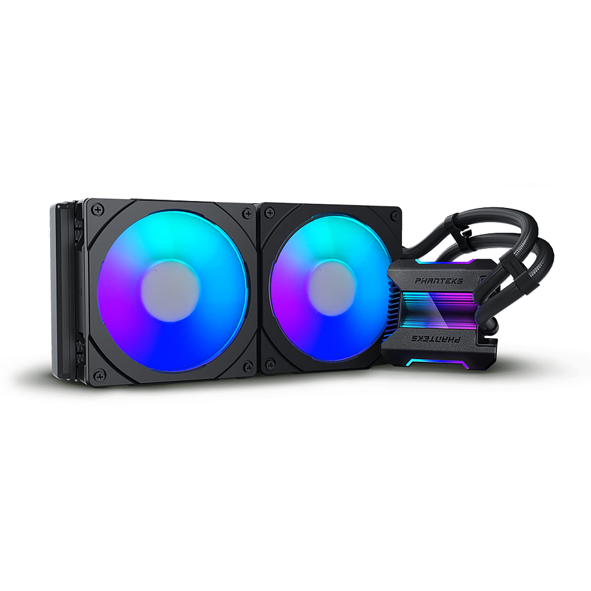 Phanteks (PH-GO280MPH_DBK01) Glacier One 280MPH D-RGB AIO Liquid CPU Cooler, Infinity Mirror Pump Cap Design, 2X Silent 140mm MP PWM Fans, 2X D-RGB Halos Fan Frames, Black