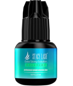 stacy lash extra strong evolution advanced eyelash extension glue (0.17fl.oz/5ml)/ 1sec dry /6weeks retention/black adhesive/professional supplies