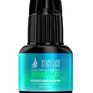 Stacy Lash Extra Strong Evolution Advanced Eyelash Extension Glue (0.17fl.oz/5ml)/ 1Sec Dry /6Weeks Retention/Black Adhesive/Professional Supplies