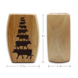 IDEAL ERA Funny Cattle Pattern Farmhouse Kitchen Decor For Steak Knives 5 Inch Utility 6 Piece Slot Durable 100% Natural Oak Wood, Gift Family Friends, Birthday gifts 3.7*2.4*5inch,Light Brown DXA10