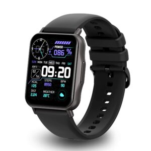 Hongmed Smart Watch, 1.69"(43mm) Fitness Watch with Temperature Blood Pressure Oxygen Monitor for Android Phones and iPhone Compatible, Waterproof Activity Tracker for Men and Women Black