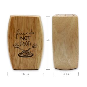 Friends Not Food Farmhouse Kitchen Decor Knife Block For Steak Knives 5 Inch Utility Knives 6 Piece Slot Organizer Durable 100% Natural Oak Wood, Gifts for Family Friends, Birthday gifts 3.7x2.4x5"