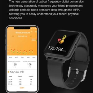 Baisnow Men's and Women's Smart Watches ， Health Smart Watch Capable of Monitoring Heart Rate， Sleep Monitoring, Step Counting, etc，Black