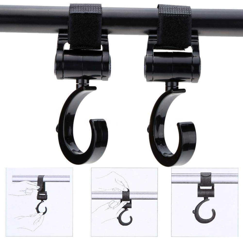 4 Pcs Stroller Hook, Baby Stroller Hooks, Multi Purpose Hooks for Diaper Bags, Grocery Shopping Bags, Jogging, Walking, Walker, Wheelchair Organizer