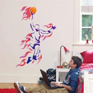 WOYINIS Removable Basketball Dunk Wall Decals Sports Player Silhouette Wall Stickers Peel & Stick Basketball Wall Decor for Teens Boys Room Living Room Classroom Playroom Wall Decoration