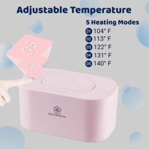 Black Orchid Co. Baby Wipe Warmer | Portable Wipe Warmer with Temp Control | 5 Heat Settings, LCD Display, Baby Wipes Warmer Heats Up Diaper Wipes | Wipe Warmer and Baby Wet Wipes Dispenser (Pink)