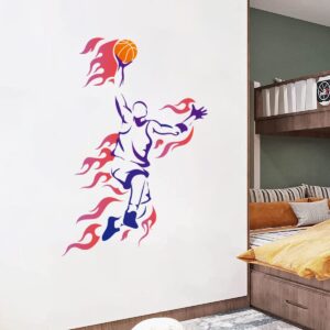 WOYINIS Removable Basketball Dunk Wall Decals Sports Player Silhouette Wall Stickers Peel & Stick Basketball Wall Decor for Teens Boys Room Living Room Classroom Playroom Wall Decoration