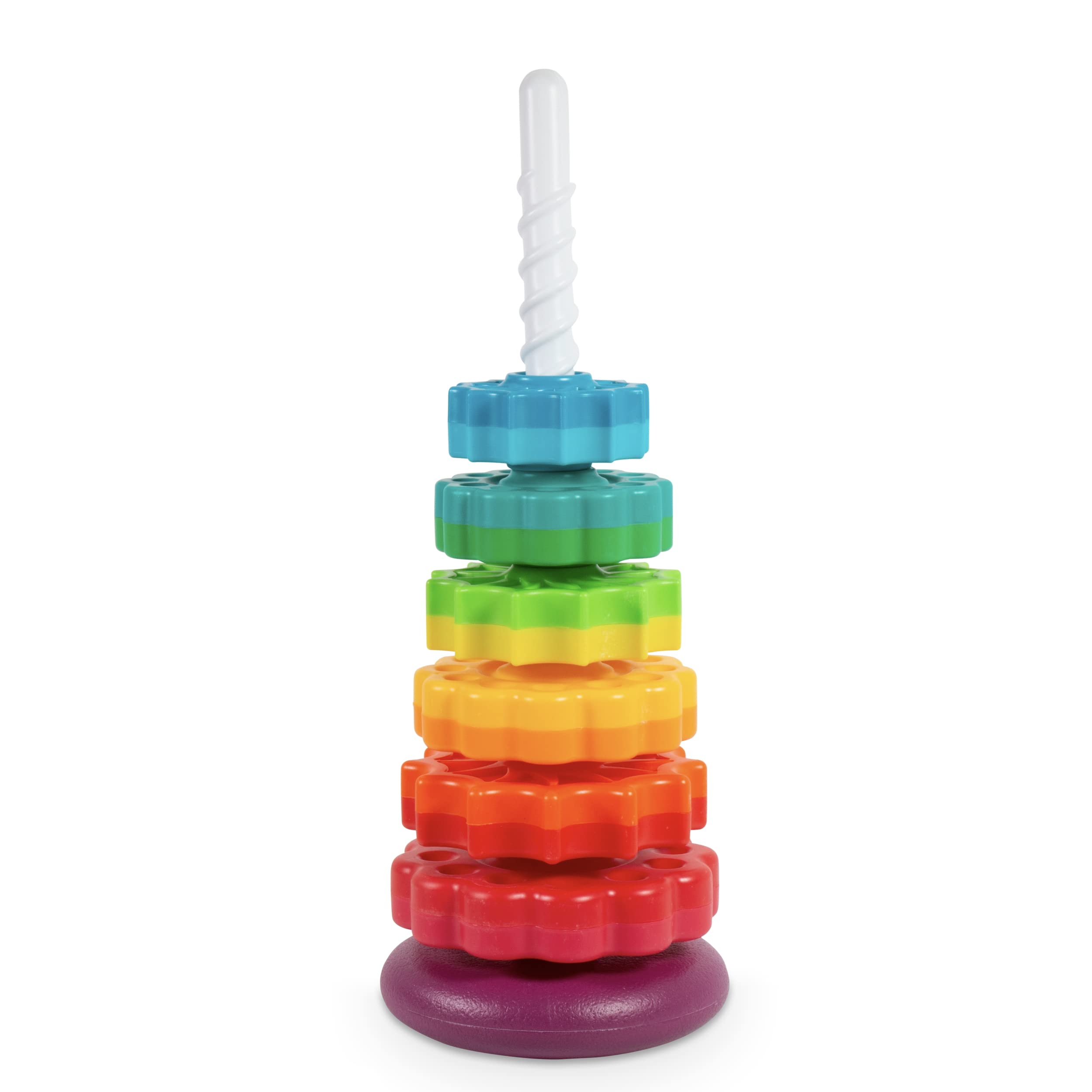 Ollie & Olive learn & play Spinning Toy Rainbow Spinning Stacking Tower - Stacking Toy for Toddlers and Babies 12 Months+ - Fun Educational - Hand Eye Coordination - Learning Toy for Boys and Girls