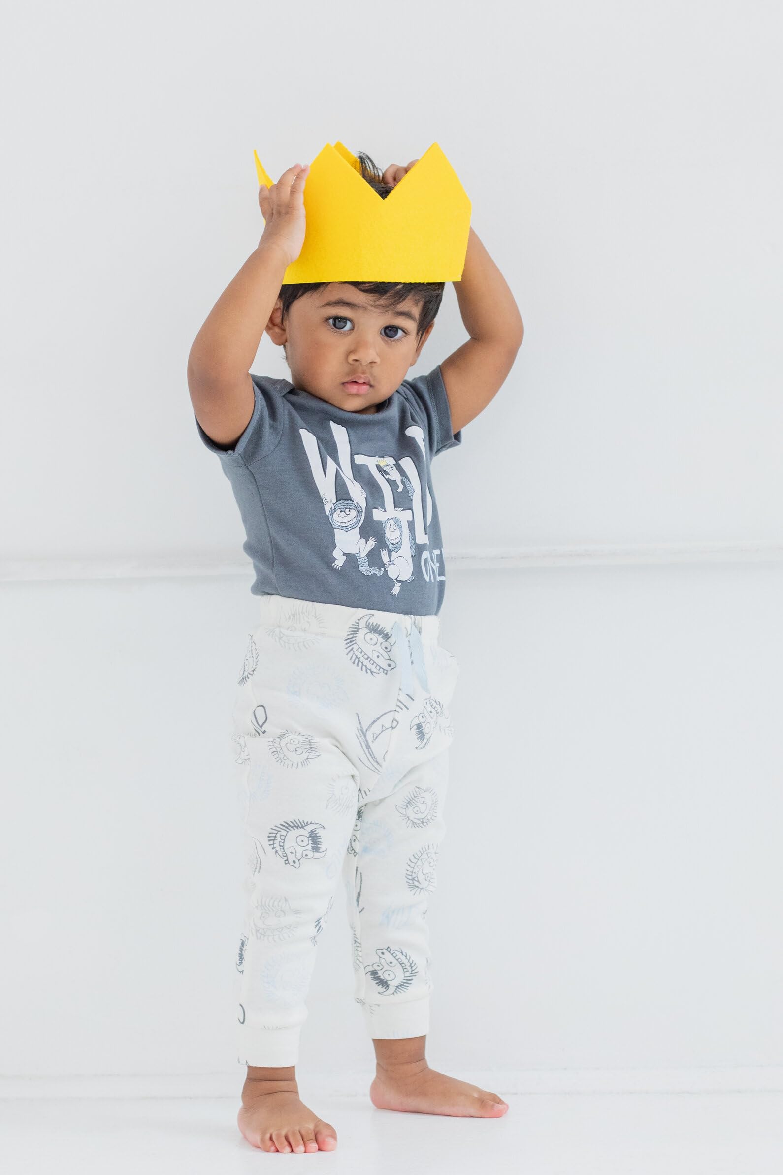 Warner Bros. Where the Wild Things Are Baby Boys Bodysuit & Pants & Hat Gray/Yellow/White 12 Months