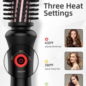 Curling Iron Brush 1 Inch, Heated Styling Round Brush Curling Iron Travel Dual Voltage，3 Temps Anti-Scald Hot Curling Brush Culer for Short Hair