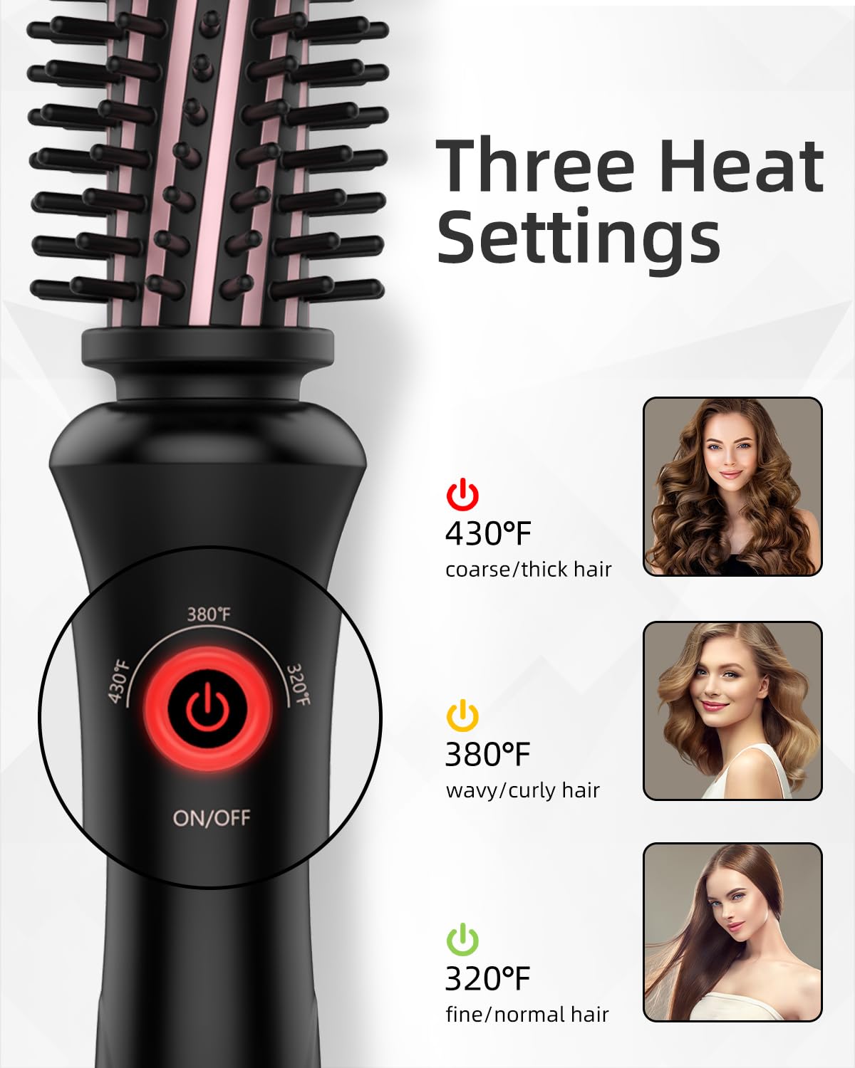 Curling Iron Brush 1 Inch, Heated Styling Round Brush Curling Iron Travel Dual Voltage，3 Temps Anti-Scald Hot Curling Brush Culer for Short Hair