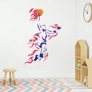 WOYINIS Removable Basketball Dunk Wall Decals Sports Player Silhouette Wall Stickers Peel & Stick Basketball Wall Decor for Teens Boys Room Living Room Classroom Playroom Wall Decoration