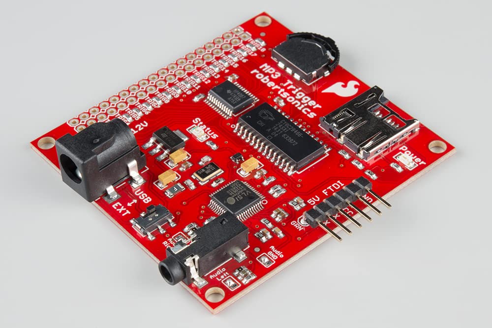 SparkFun MP3 Trigger - 18 Trigger inputs to Alternate Functions Random & sequential Track Selection Transport Controls Even Volume up/Down Real-Time Volume Control Full-Duplex Serial Control