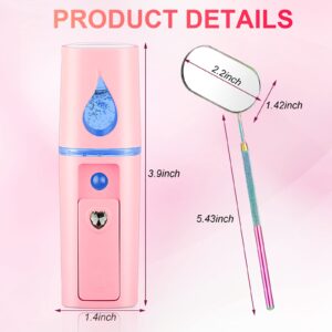 Honoson Nano Mist Sprayer Eyelash Extensions Mini Facial Steamer 20ml Portable Face Mister USB Handheld Facial Humidifier and 270 Degree Rotation Lash Mirror for Makeup Skin Care