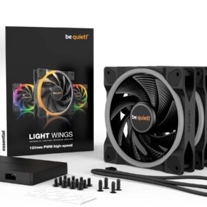 be quiet! Light Wings 120mm PWM High Speed Low Noise Premium ARGB Cooling Fan | 4-Pin | Ideal for Radiators and Heat Syncs | 3-Pack | Black | BL077