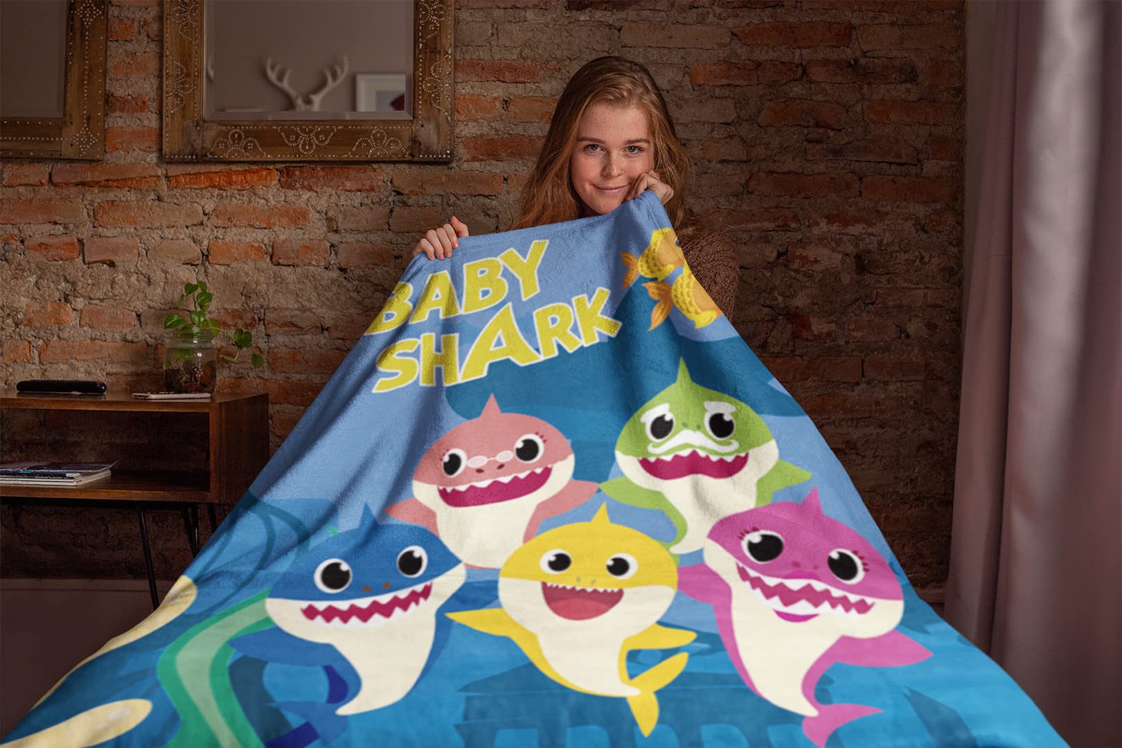 Warm Kids Bedding, Toddlers Boys Girls Flannel, Soft Plush Baby Blanket, Unisex Blanket Throw Fleece Baby Shark 60 X 40 inches, Green, Blue