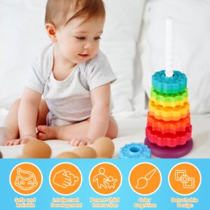 NiToy Spinning Stacking Toy for Kids, Rainbow Tower Dual-Color Spinning Wheels Premium Strong BPA-Free ABS Plastic Early Education Fun Learning and Engaging Brain Development Toys (Large 6th Floor)