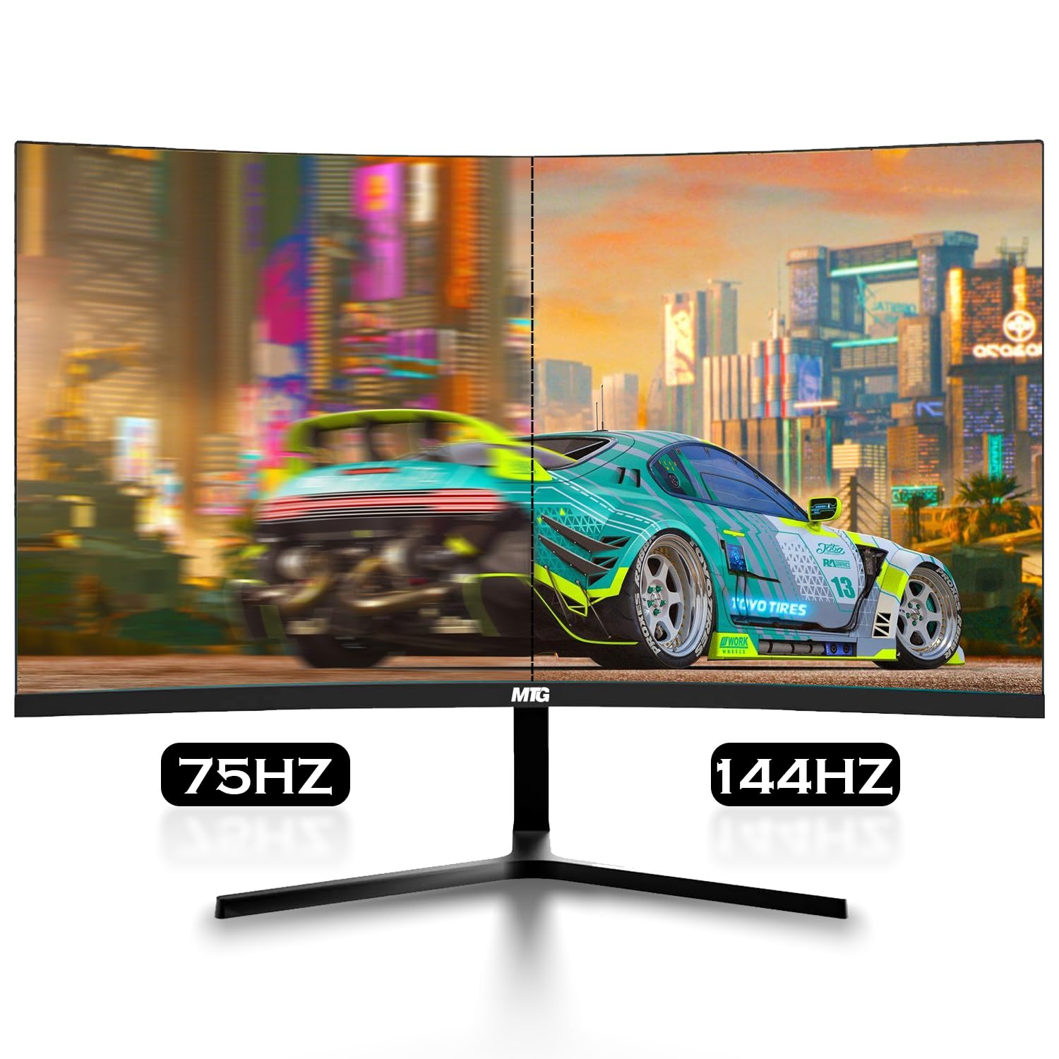 MTG 24 inch Ultra Thin 75 HZ 1080p LED Desktop Laptop Monitor Full HD, 3ms, VESA Mountable, HDMI, VGA, Bezel Less with Built-in Speakers