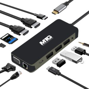 MTG Bundle 24" inch1080p LCD Monitor - Full HD, 75Hz, 3ms, VESA Mountable, USB C Docking Station 10 in 1 Hub (Power Adapter not Included) for Windows and Mac, with MTG Wireless Keyboard and Mouse