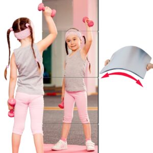 BQRIS Kids Safety Unbreakable Mirror,Acrylic Shatterproof Mirrors Full Length,Extra Thick1/8 12"x12"x4 Pack,Children Non Glass Stick on Mirror,Gym Mirrors for Home Workout,Bedroom Body Mirrors Wall