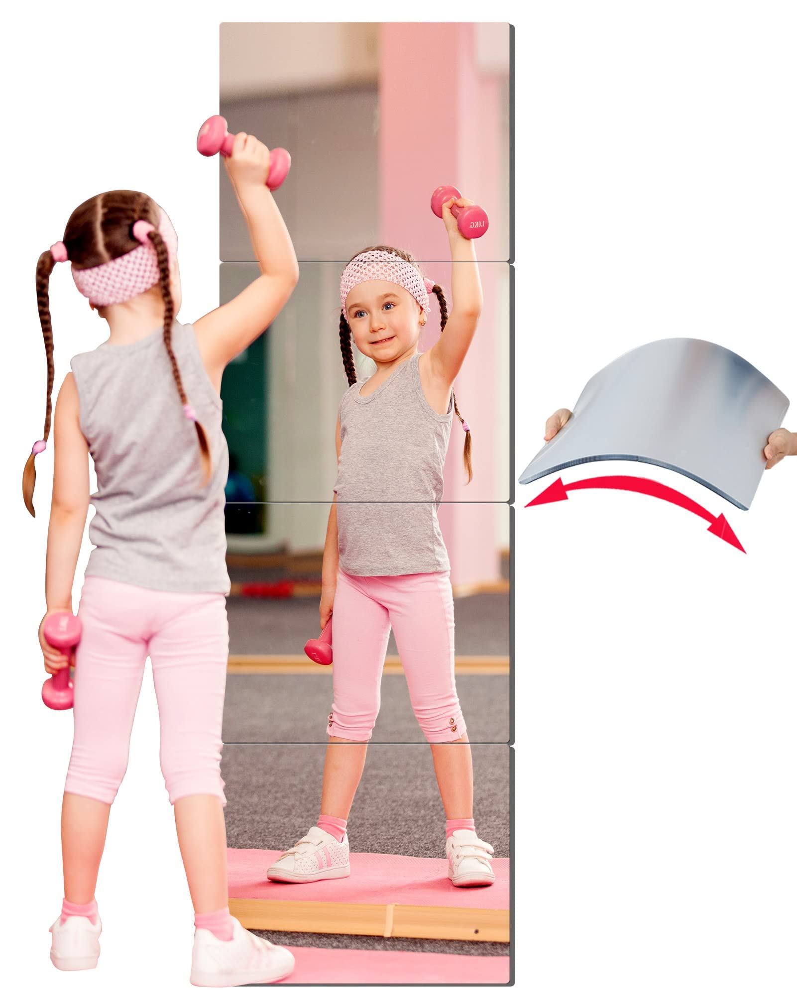 BQRIS Kids Safety Unbreakable Mirror,Acrylic Shatterproof Mirrors Full Length,Extra Thick1/8 12"x12"x4 Pack,Children Non Glass Stick on Mirror,Gym Mirrors for Home Workout,Bedroom Body Mirrors Wall