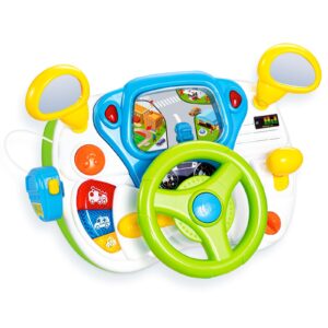 amosting steering wheel toys for toddler boys girls, interactive & learning baby car seat toys for infant preschool kids