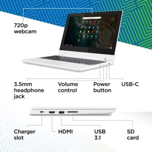 Lenovo Chromebook Flex, MediaTek MT8173C Processor, 4GB LPDDR3, 192GB Storage Space(64GB eMMC + 128GB Micro SD), Chrome OS, Blizzard White