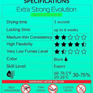 Stacy Lash Extra Strong Evolution Advanced Eyelash Extension Glue (0.17fl.oz/5ml)/ 1Sec Dry /6Weeks Retention/Black Adhesive/Professional Supplies