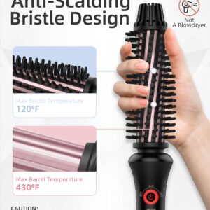 Curling Iron Brush 1 Inch, Heated Styling Round Brush Curling Iron Travel Dual Voltage，3 Temps Anti-Scald Hot Curling Brush Culer for Short Hair