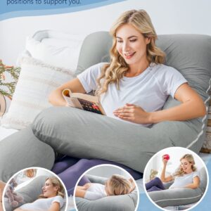 Meiz Pregnancy Pillows, Cooling Silky Pregnancy Pillows for Sleeping, 60" Full Body Maternity Pillow for Tall Pregnant Woman with Cooling Silk Jersey Cover, Grey