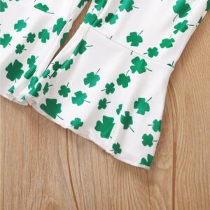 Shalofer Baby St Patricks Day Outfit Girl Newborn My First St Patrick's Day Bodysuit(Green-Flare pants,0-3 Months)