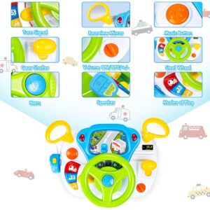 AMOSTING Steering Wheel Toys for Toddler Boys Girls, Interactive & Learning Baby Car Seat Toys for Infant Preschool Kids