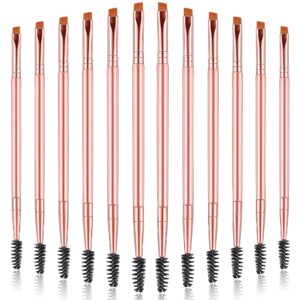 12 pieces eyebrow brush angled eye brow brush and spoolie brush double ended eyebrow brushes multi-functional mini eyelash brushes for precision application blending tinting eyebrow powders waxes gels