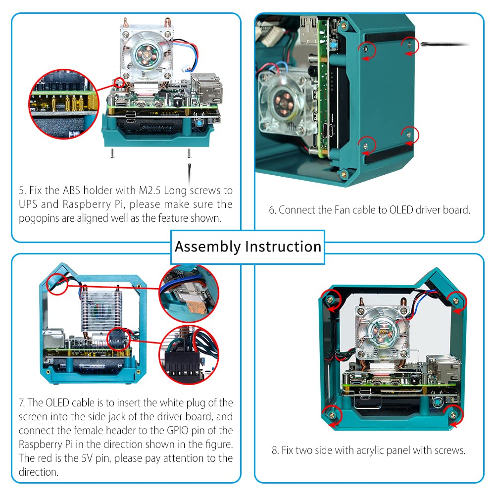 GeeekPi Case for Raspberry Pi 4, Pi 4 Mini Tower Case with ICE Tower Cooler, with UPS Plus Hat, 0.96 inch OLED Display, GPIO 1 to 2 Expansion Board for Raspberry Pi 4 Model B