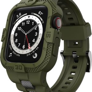 GELISHI Bands Compatible for Apple Watch Band 41mm 40mm 38mm, Men Sport Rugged Band with Protective Case for Watch Series 9 8 7/Series 6 SE 5 4 3, Army Green